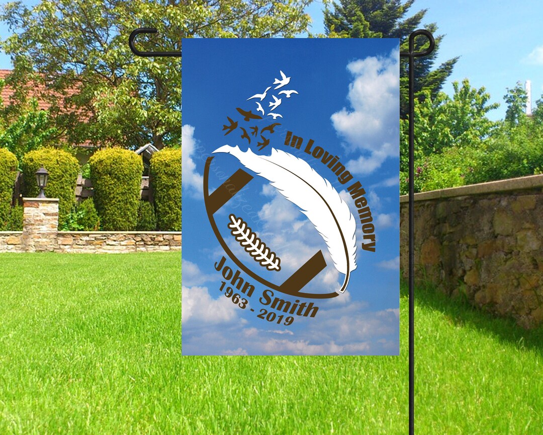 Football Personalized in Memory Flag, Cemetery Decoration, Football in ...