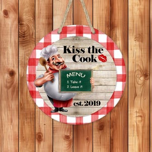 Personalized Chef Kitchen Sign, Custom Bistro Wall Hanging, Rustic Cafe ...