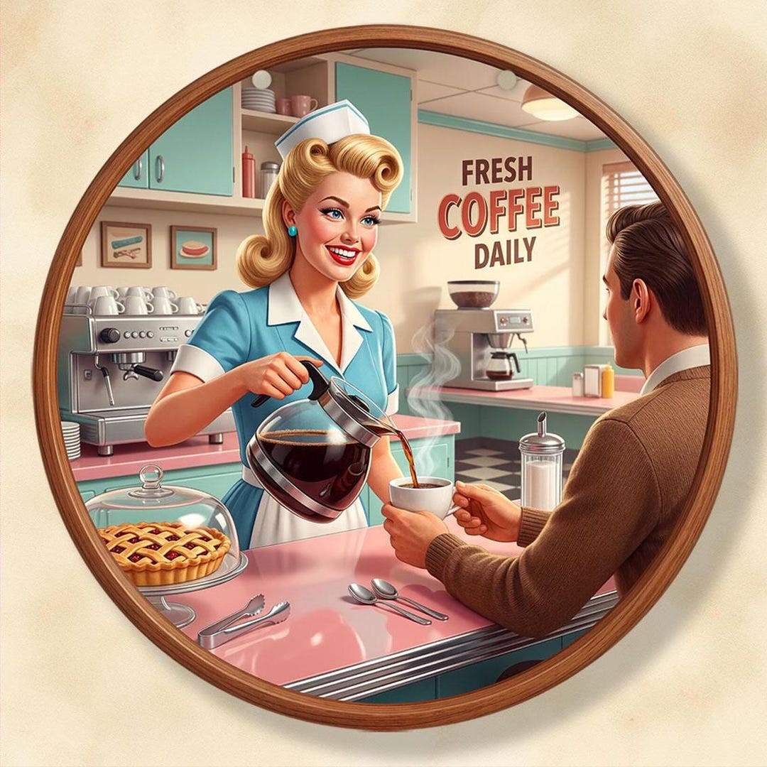 Retro Coffee Sign, Fresh Coffee Daily Wall Decor, Vintage Kitchen Sign ...