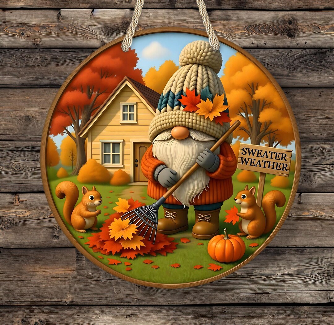 Personalized Fall Gnome Sign: Rustic Autumn Porch Decor - Etsy