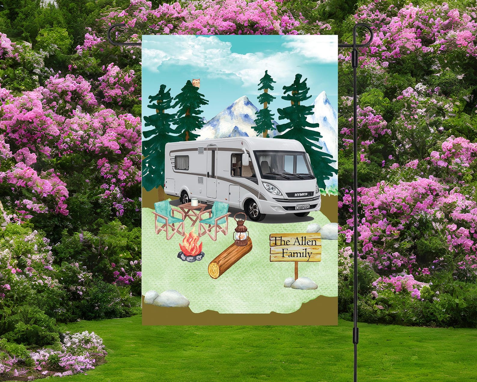 Personalized Camping Flag, Campsite Flag, Campsite Motorhome Flag ...