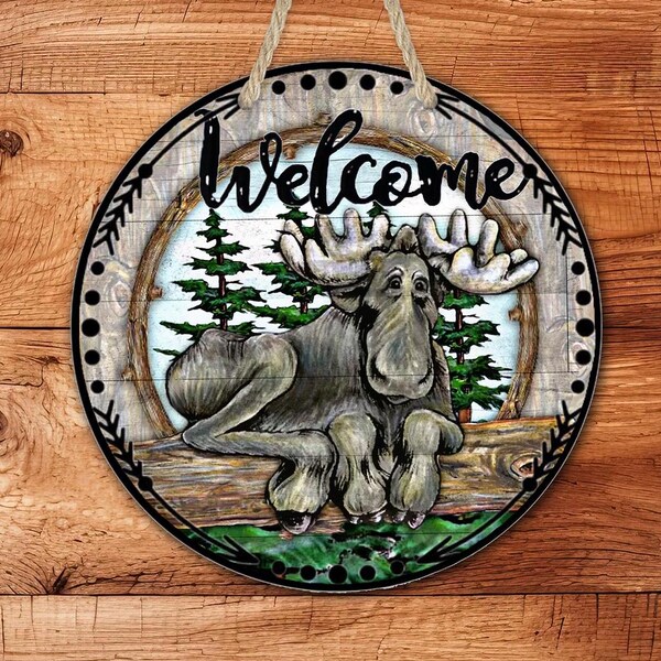 Moose Welcome Sign - Etsy
