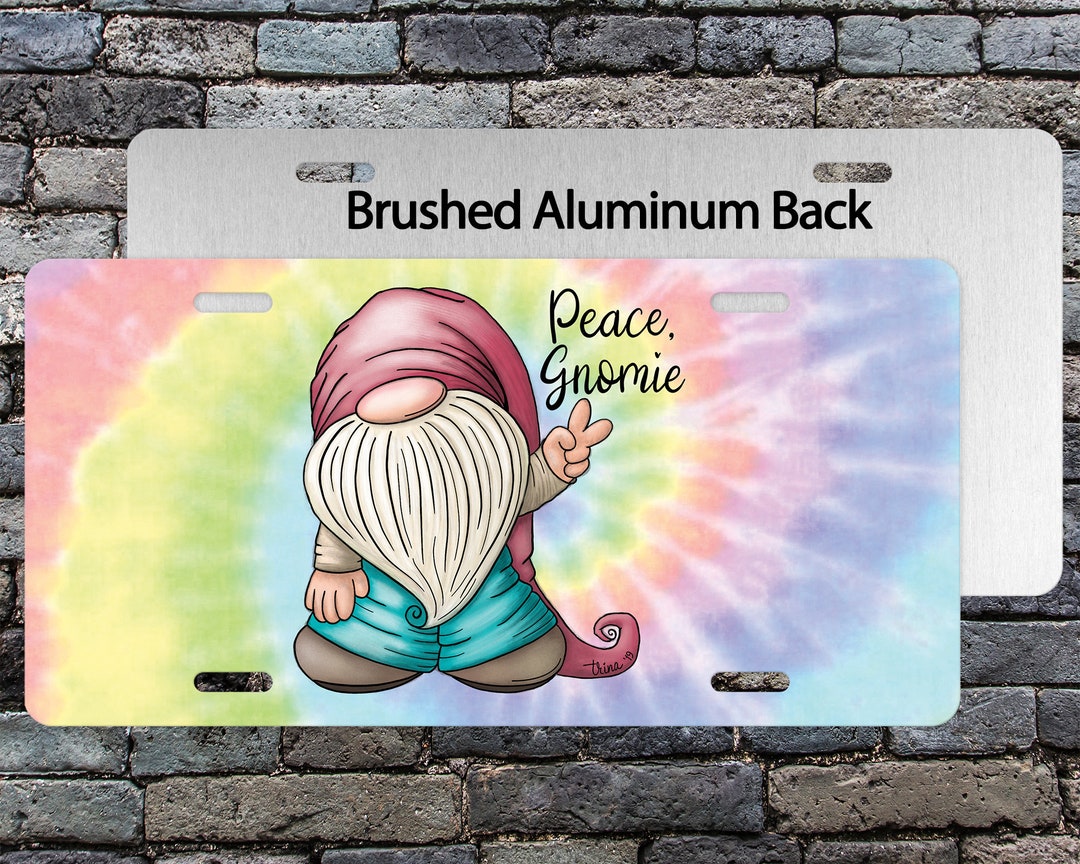Personalized Hippie Gnome License Plate – Peace Gnome Tie-dye Design ...