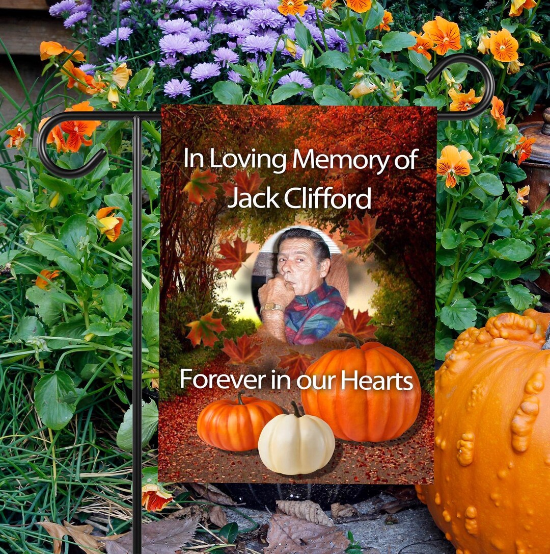 Personalized Fall Memorial Flag - Photo in Loving Memory Flag - Autumn ...