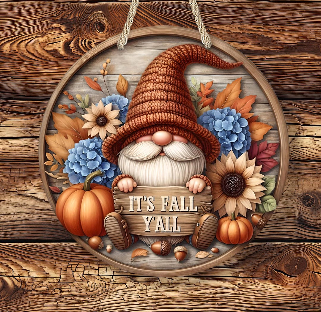 Fall Gnome Sign “it’s Fall Y’all” – Personalized Autumn Gnome Sign ...