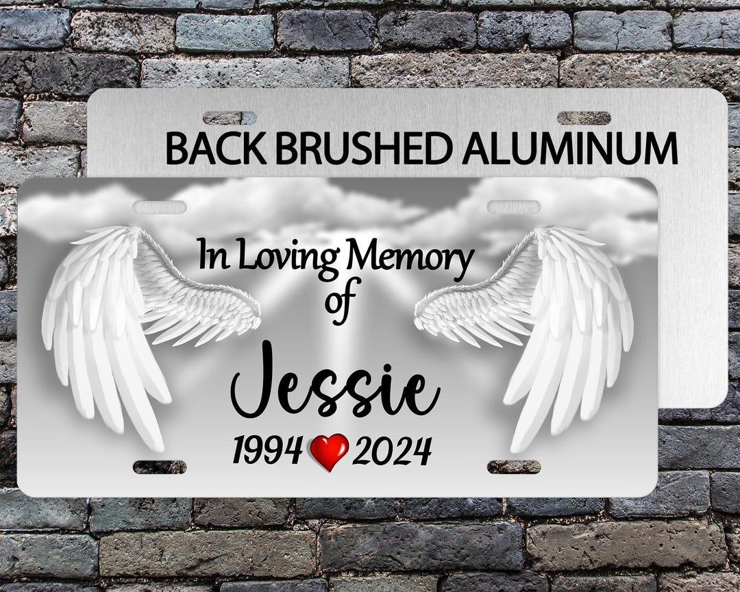 Memorial Personalized Angel Wing License Plate, in Memory License Plate ...