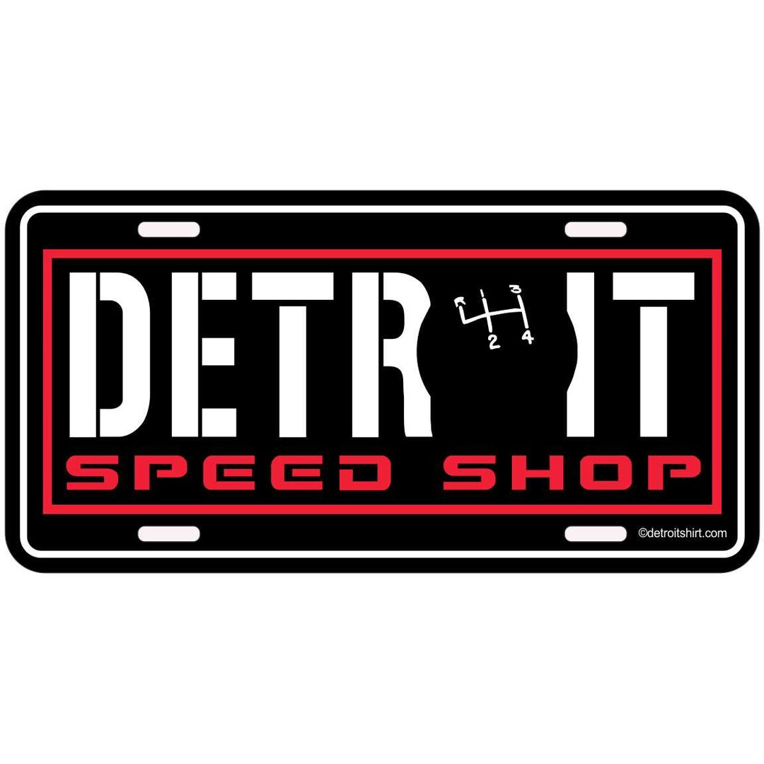 License Plate Metal Sign - Detroit Speed Shop Shifter - Etsy