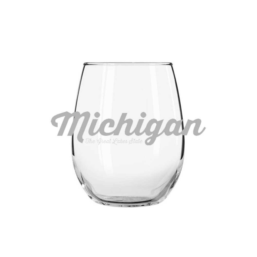 Wine Glass - Michigan Script - Etsy