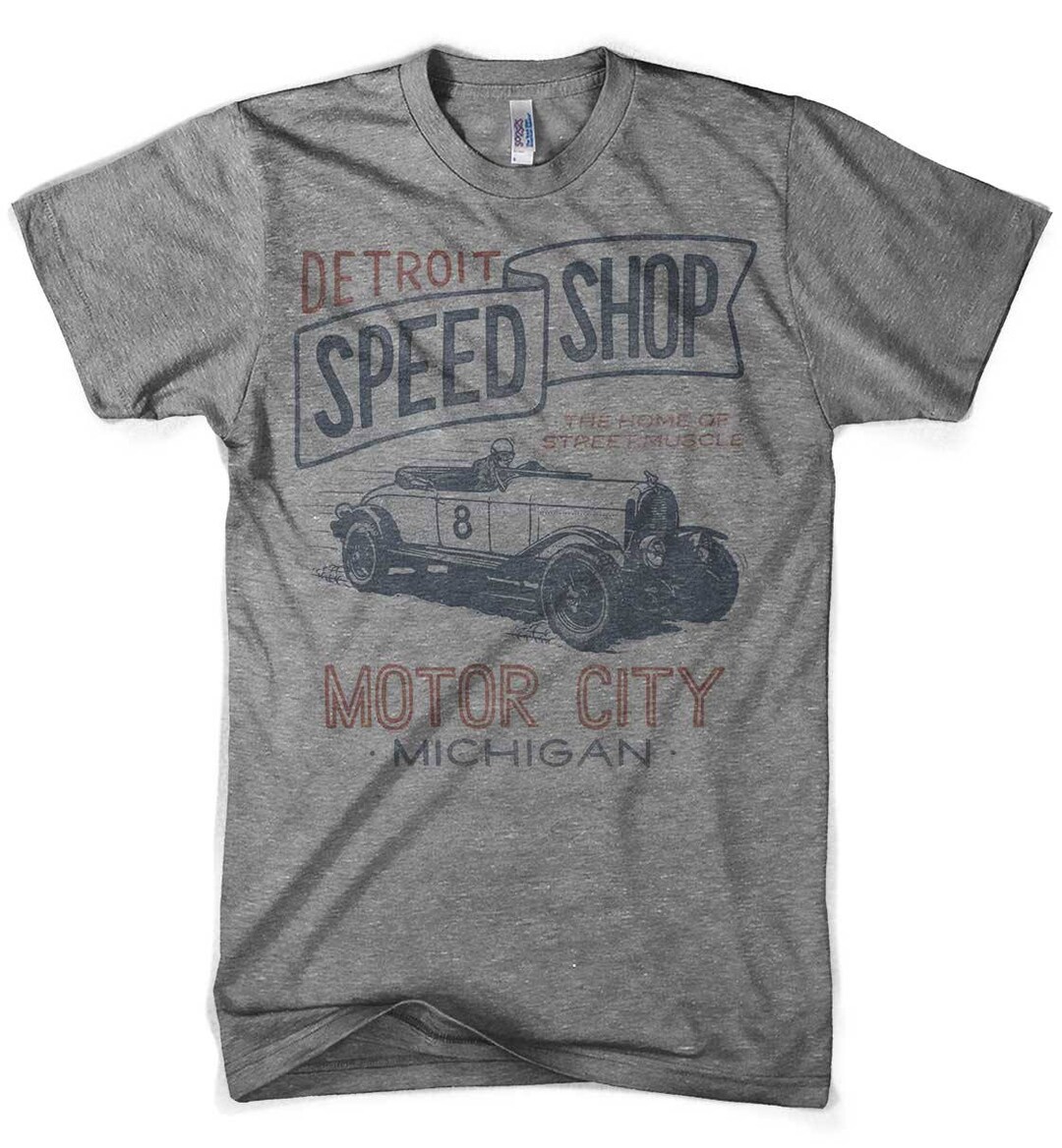 Mens Triblend Vintage Detroit Speed Shop T-shirt grey - Etsy