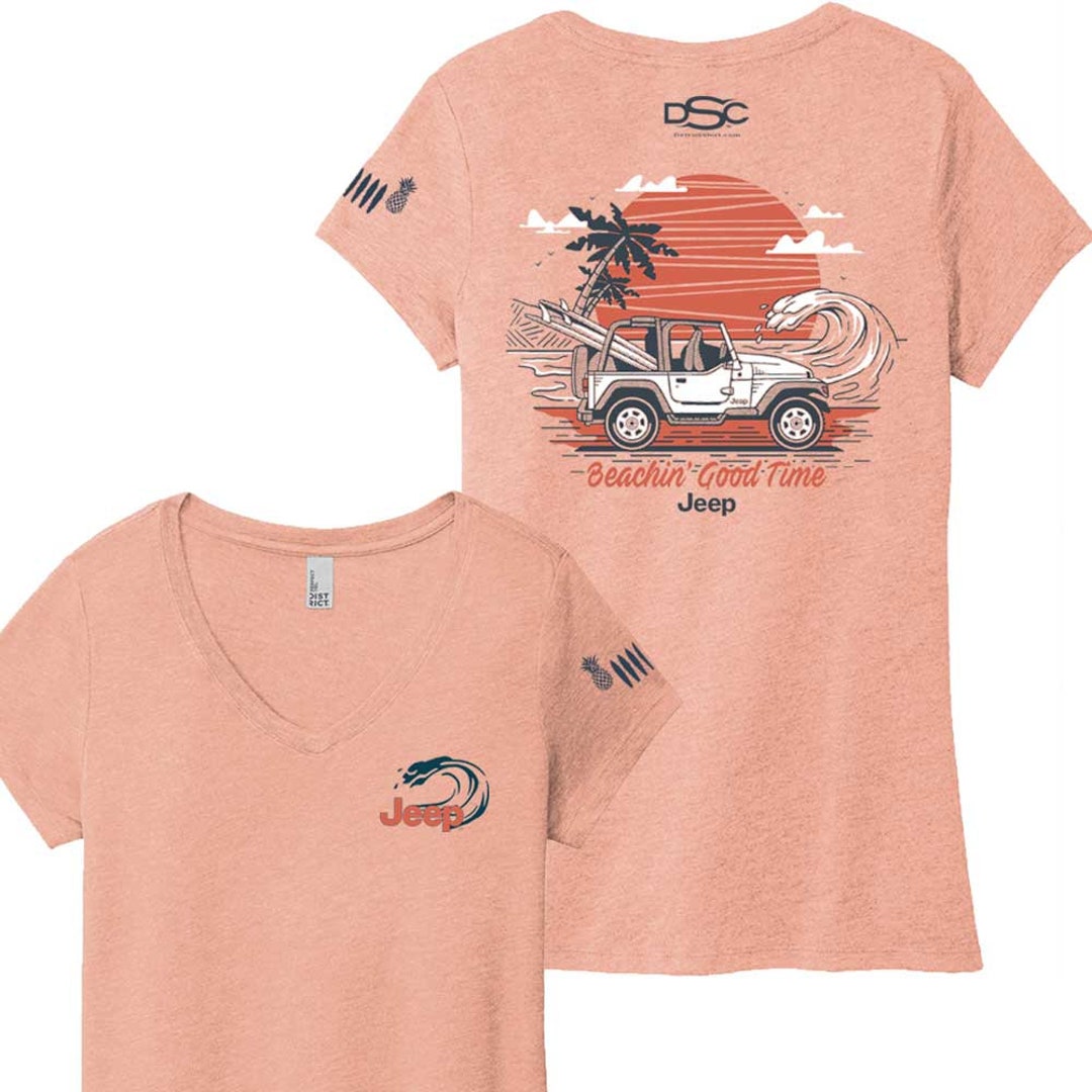 Ladies Jeep® Beachin' Good Time V-neck - Heather Peach - Etsy