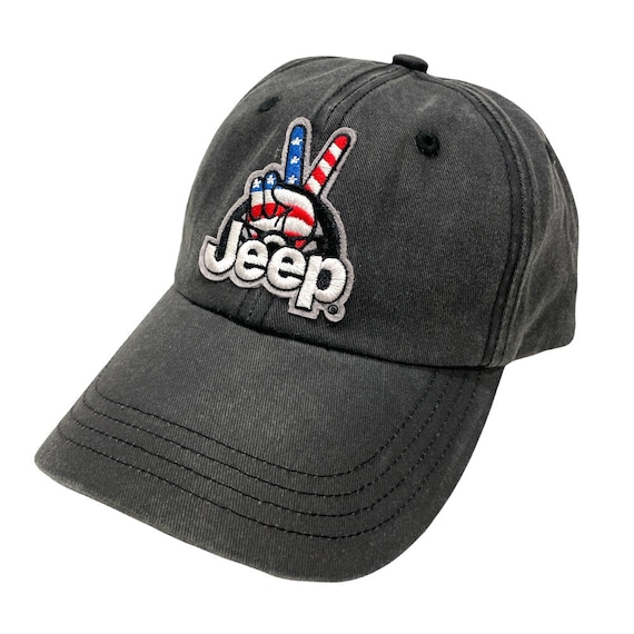 Hat Jeep Wave USA Chino Twill Patch Hat Washed Black - Etsy