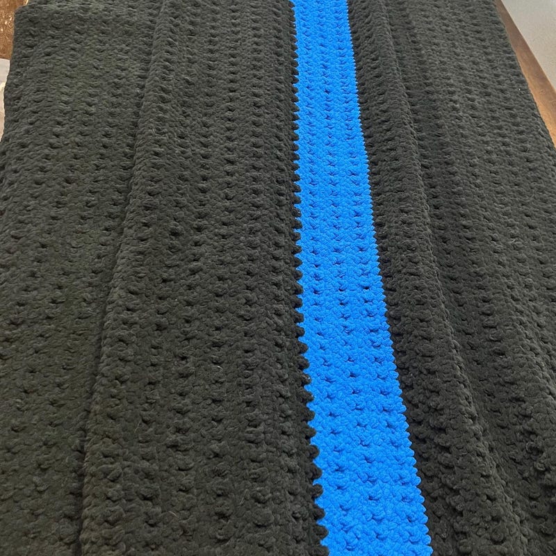 Thin Blue Line Crochet Throw - Etsy