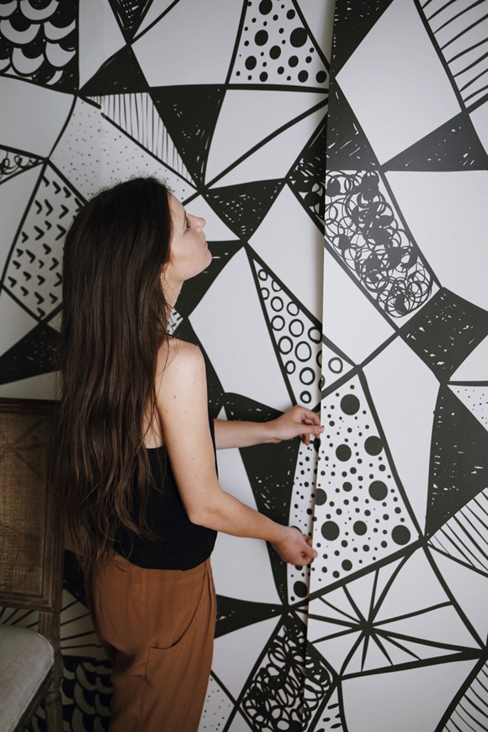 Geometric Shapes Mural Abstract Art Triangle Wallpaper - Etsy