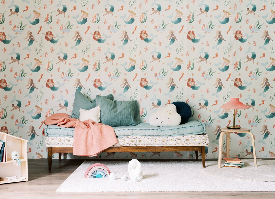 Mermaidia Wallpaper - Mermaids Wallpaper | Nursery Decor | Horse ...