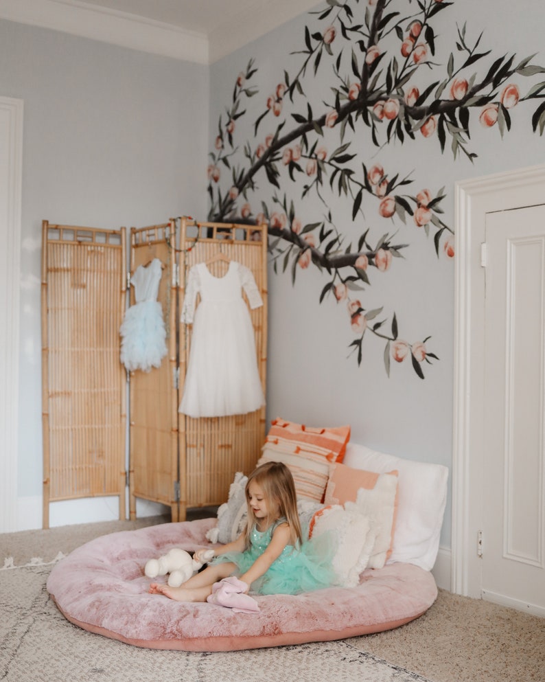 Just Peachy Wallpaper - Peach Tree Mural | Painted | Wall Decor | - Etsy