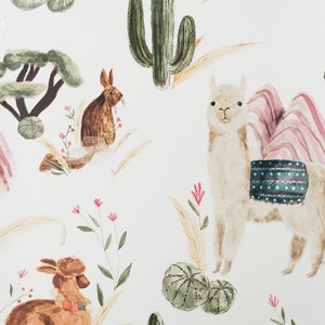The Alpaca Wallpaper - Watercolor Wallpaper | Nursery - Etsy