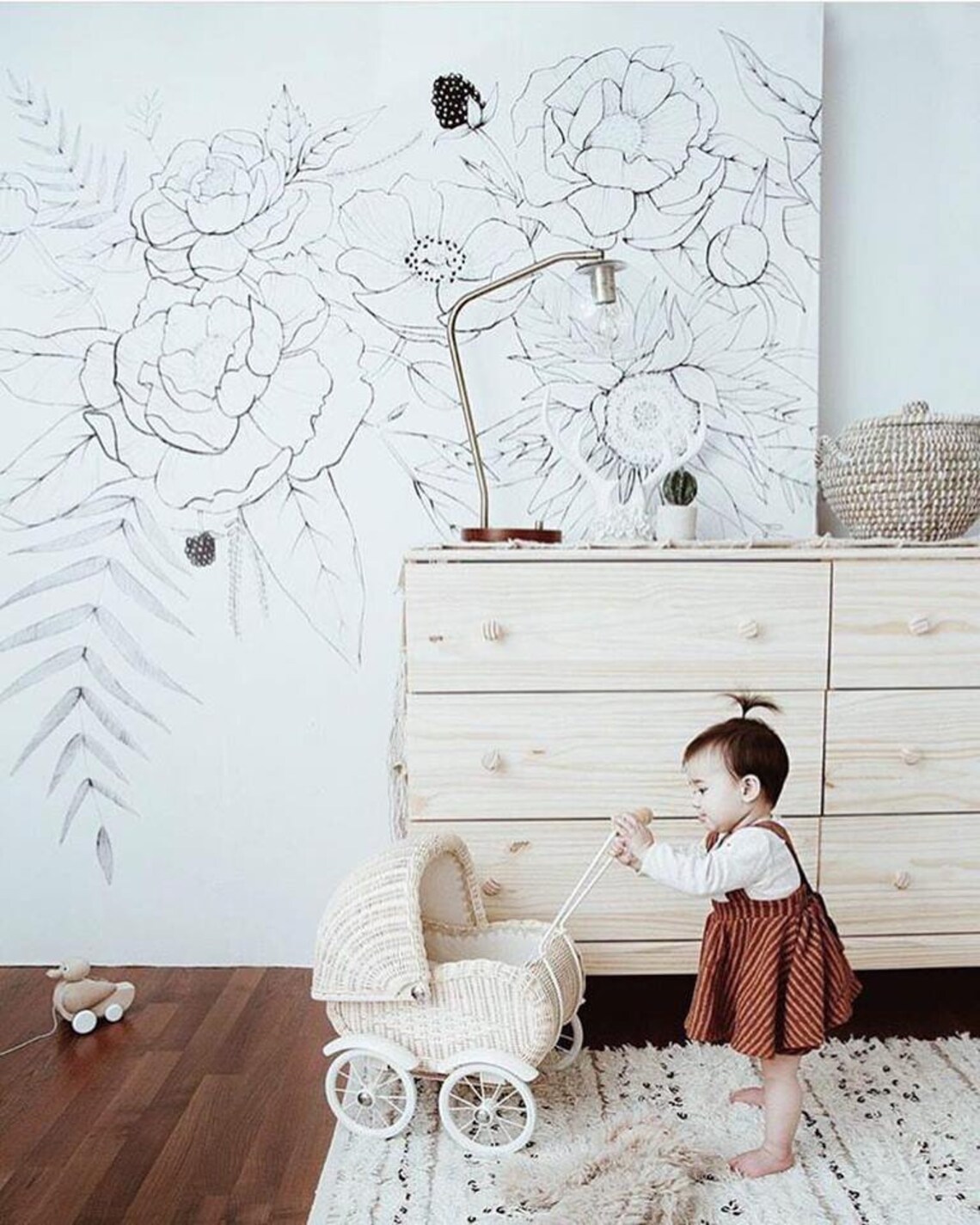 Blooming Garland Wallpaper - Large Wall Stencil, Wallpaper Stencils ...