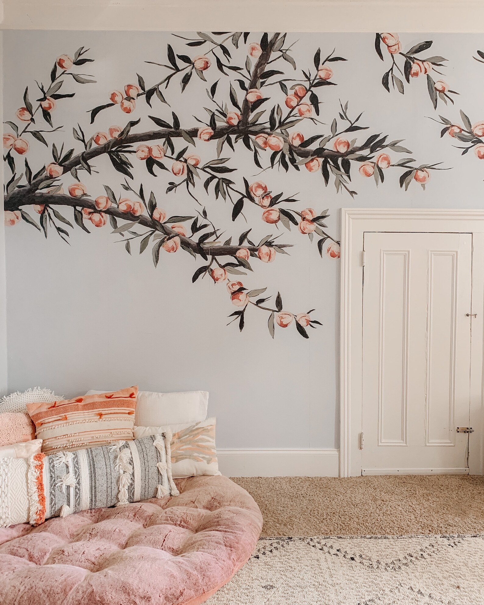 Just Peachy Wallpaper - Peach Tree Mural | Painted | Wall Decor | - Etsy