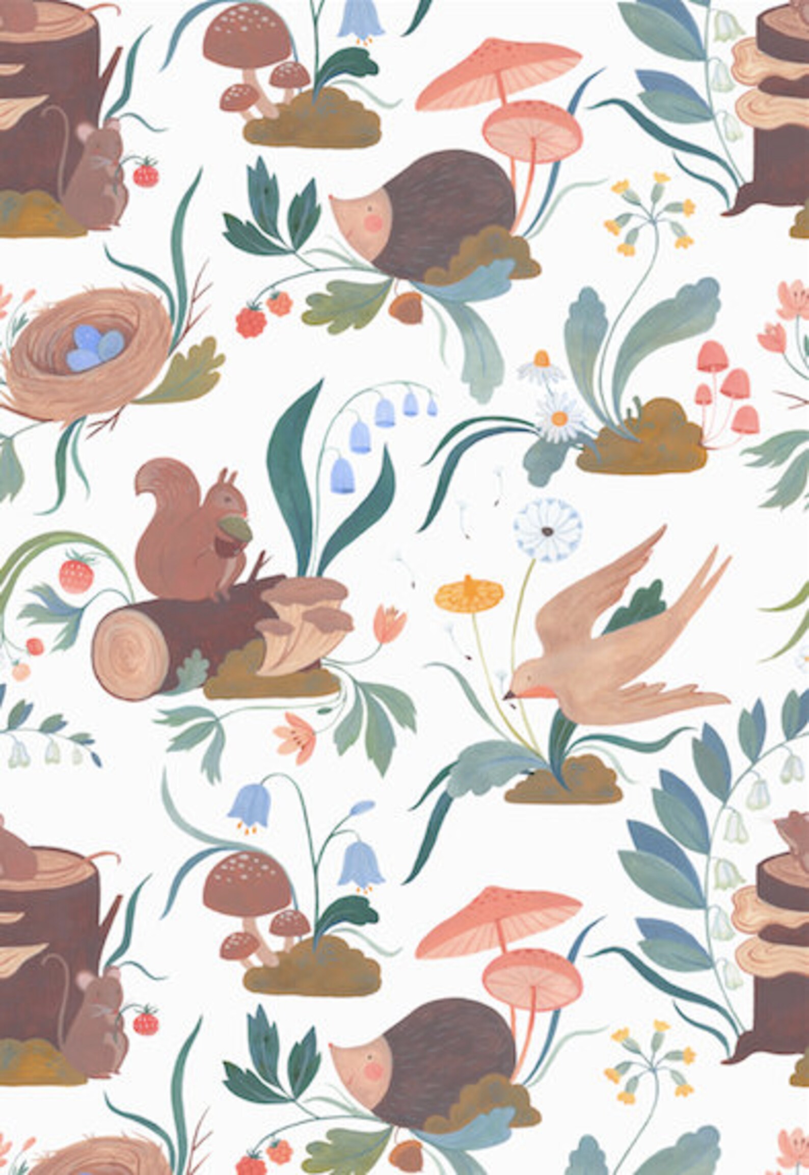 Mushroom Forest Mural – Whimsical Flower Wallpaper, Nursery Wall Art - Etsy