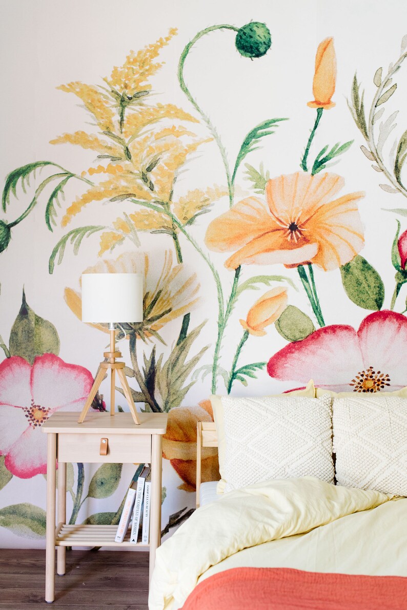 Juniper Wallpaper Large Flower Mural Flower Pattern Wall | Etsy