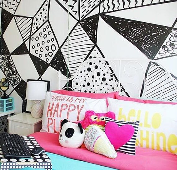 Geometric Shapes Mural Abstract Art Triangle Wallpaper | Etsy