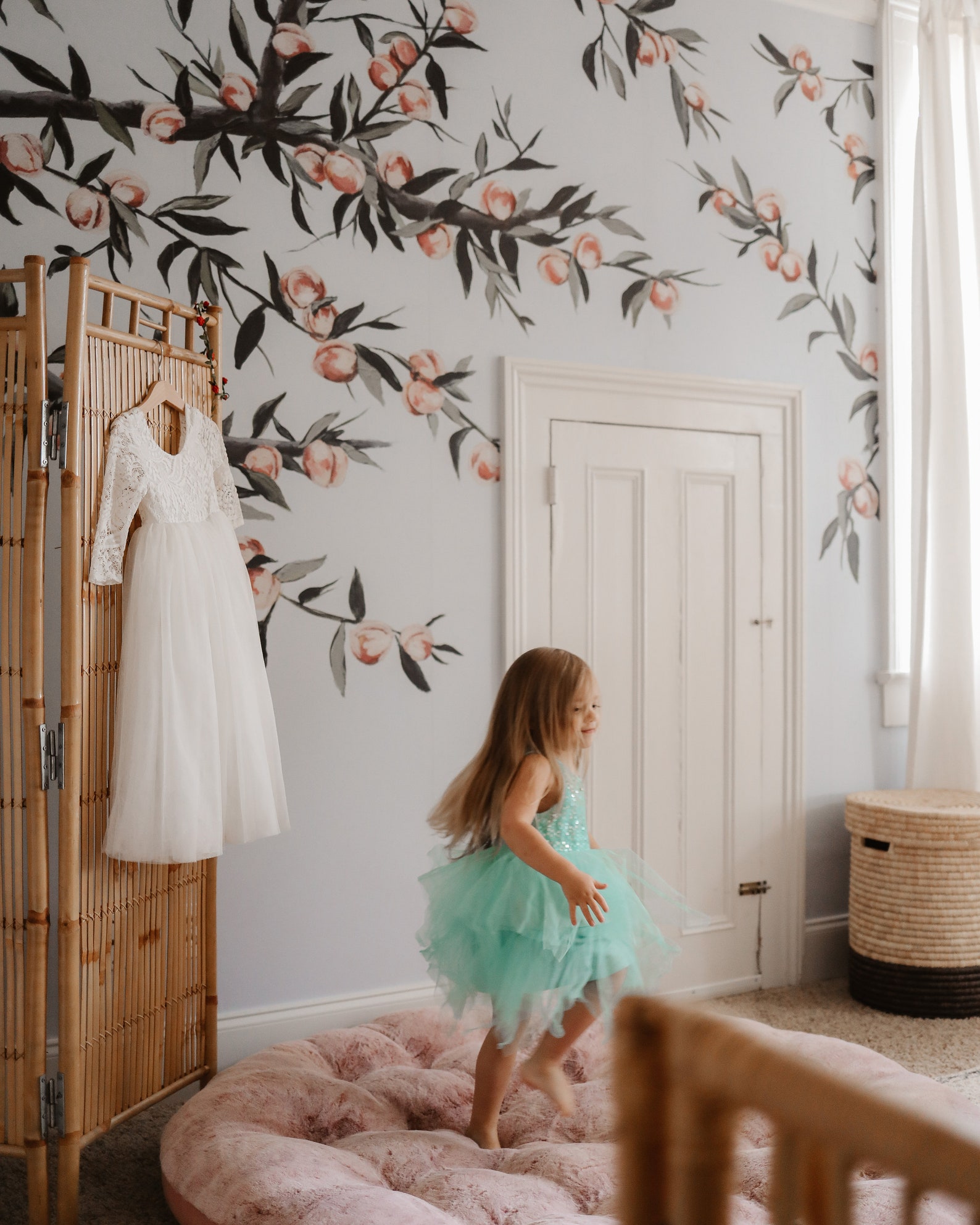 Just Peachy Wallpaper - Peach Tree Mural | Painted | Wall Decor | - Etsy