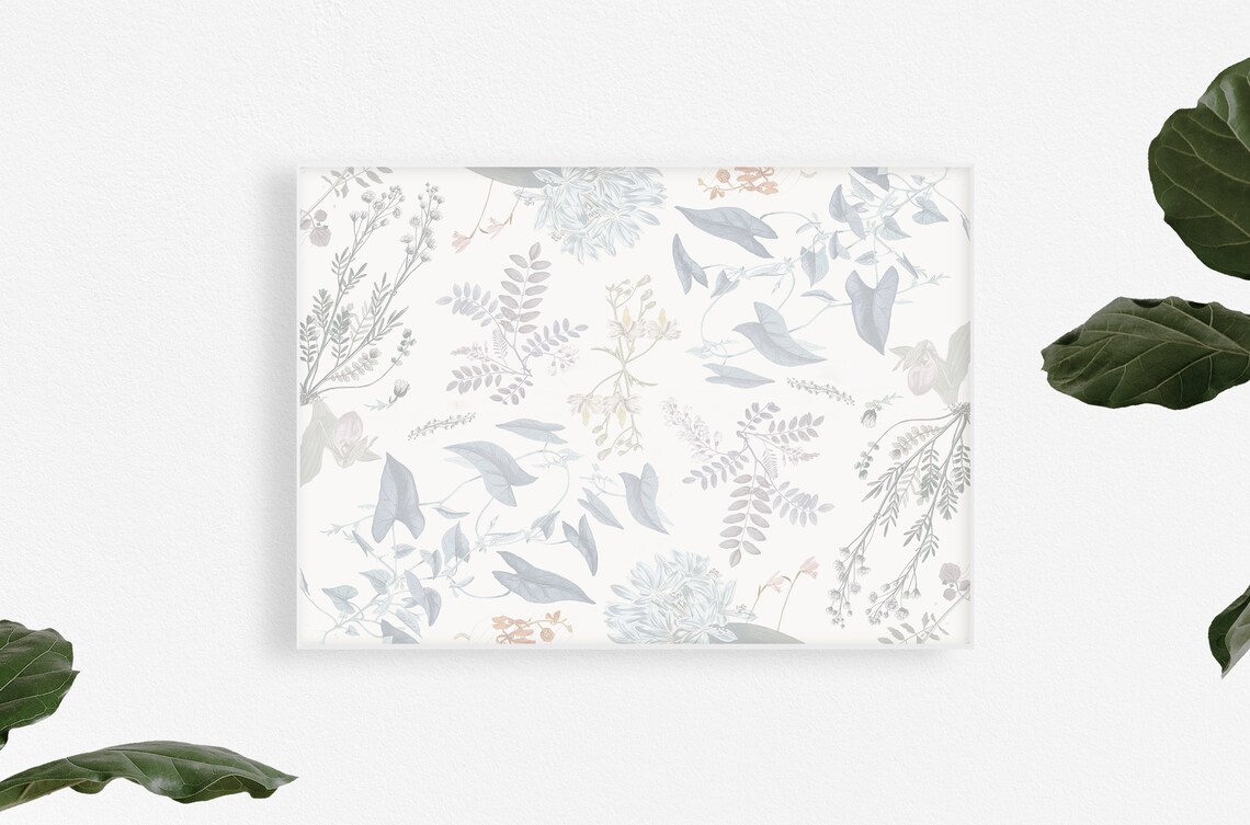 Breezy Botanical Mural - Floral Wallpaper | Wall Decor - Etsy