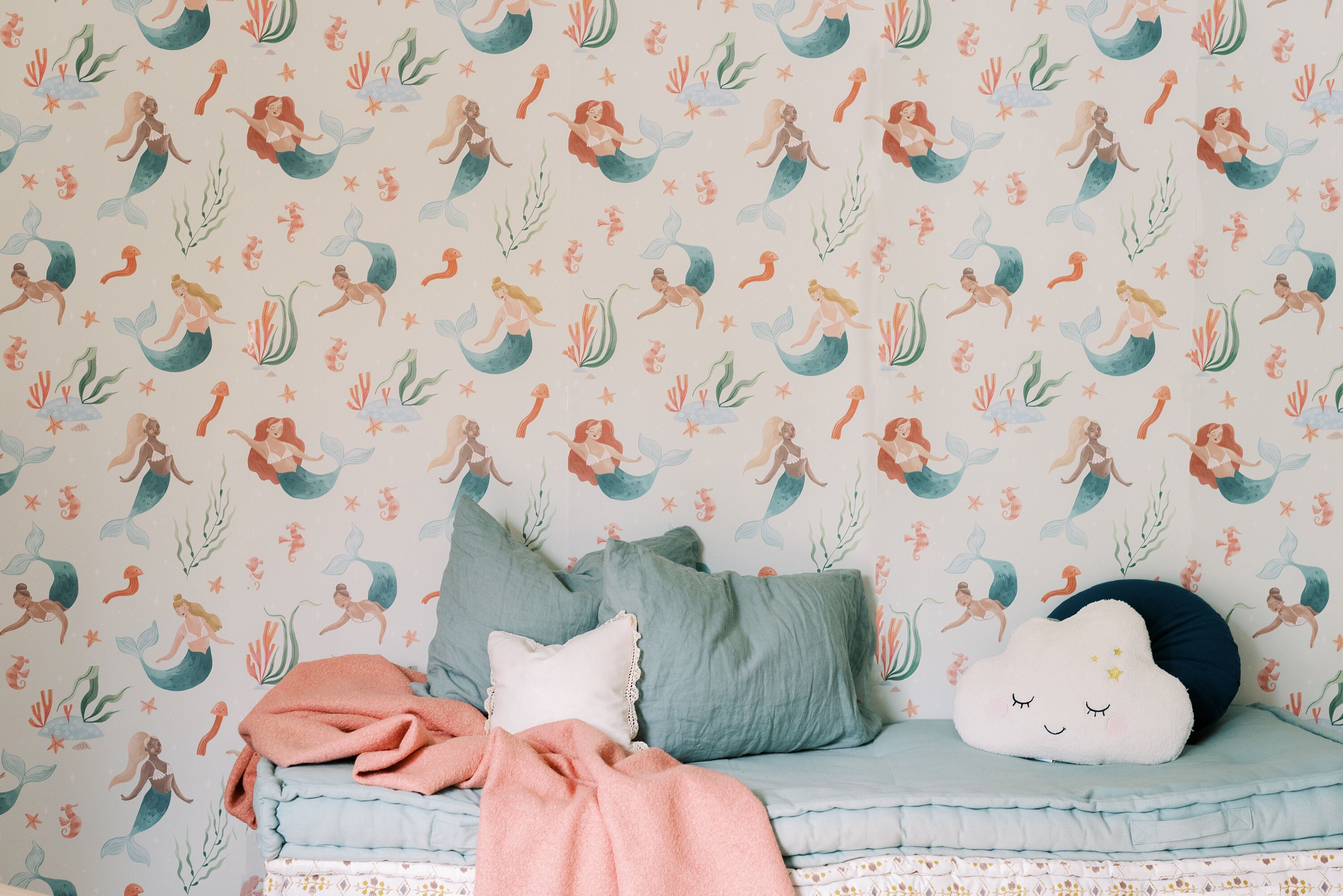 Mermaidia Wallpaper Mermaids Wallpaper Nursery Decor | Etsy