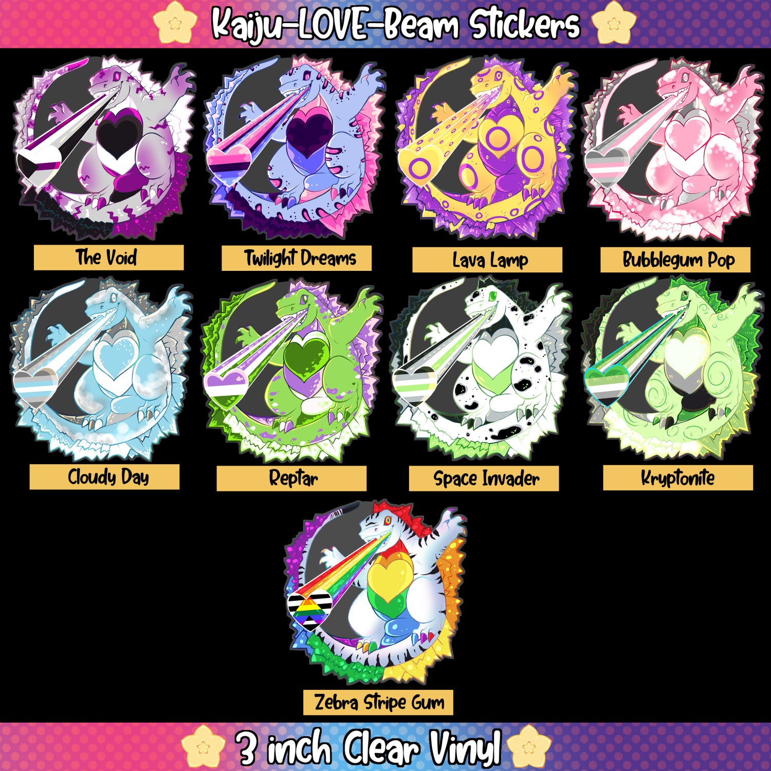 PRIDE-ZILLA : Clear Vinyl Stickers - Etsy