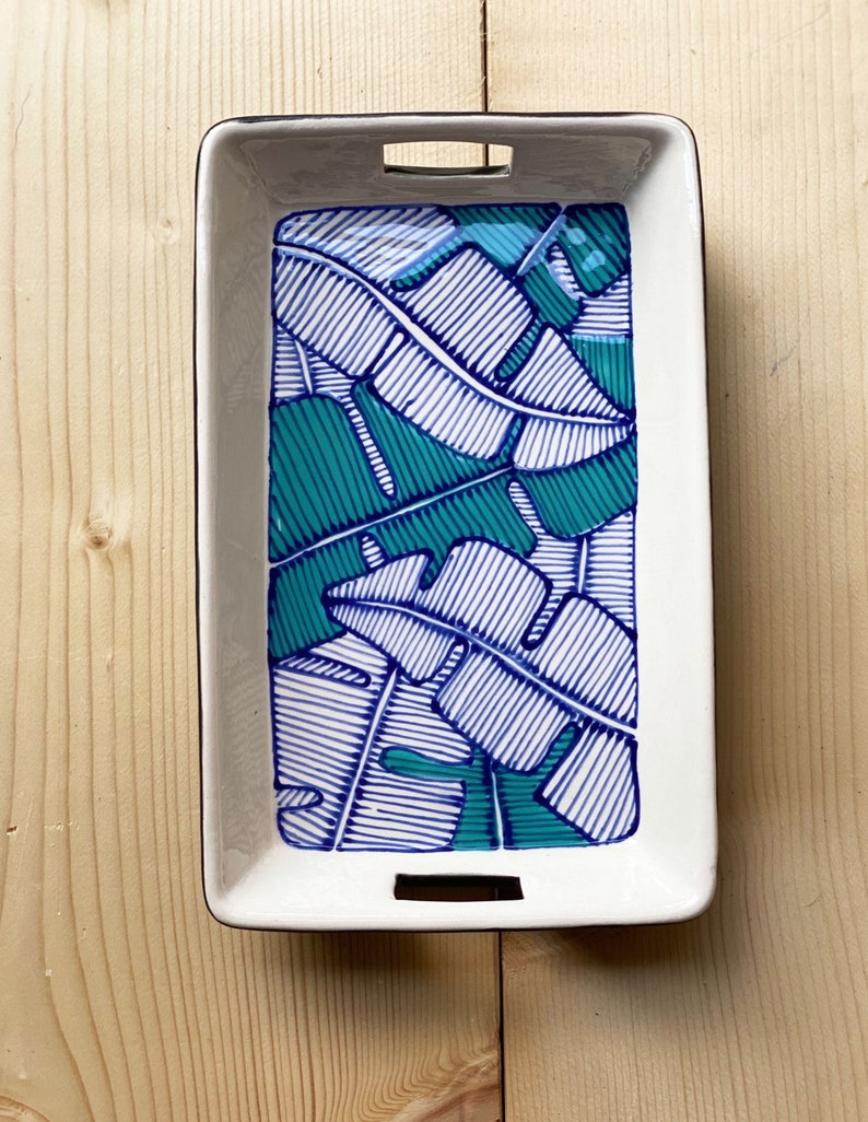 Small Handled Tray Palm Tree Pattern - Etsy