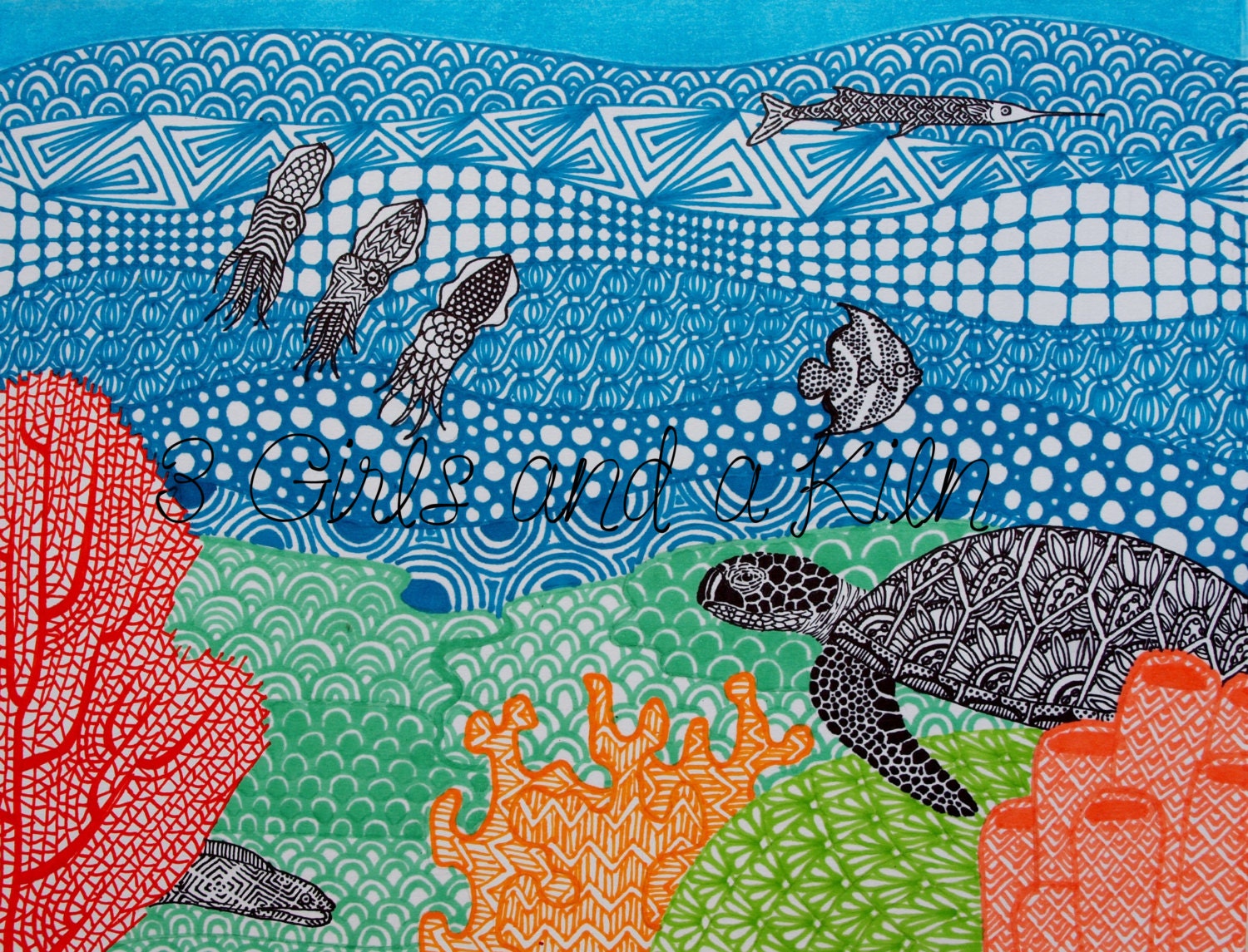 Underwater Zentangle , 11x14 Print - Etsy