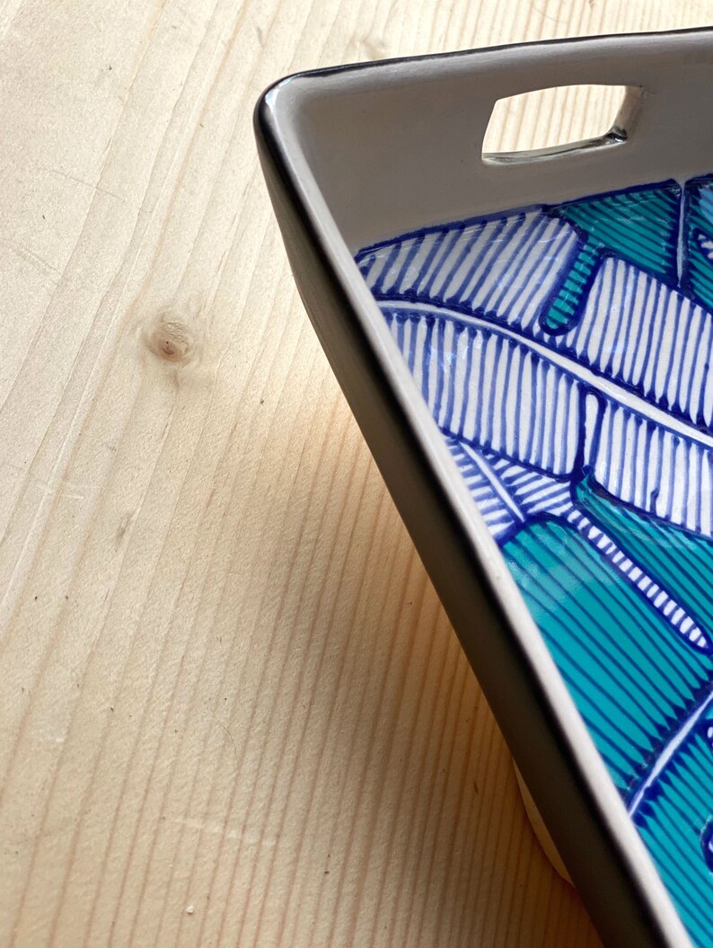 Small Handled Tray Palm Tree Pattern - Etsy