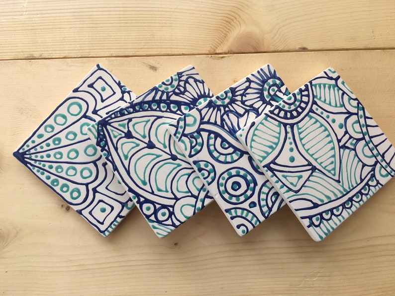 Coasters - Zentangle Pattern - Etsy