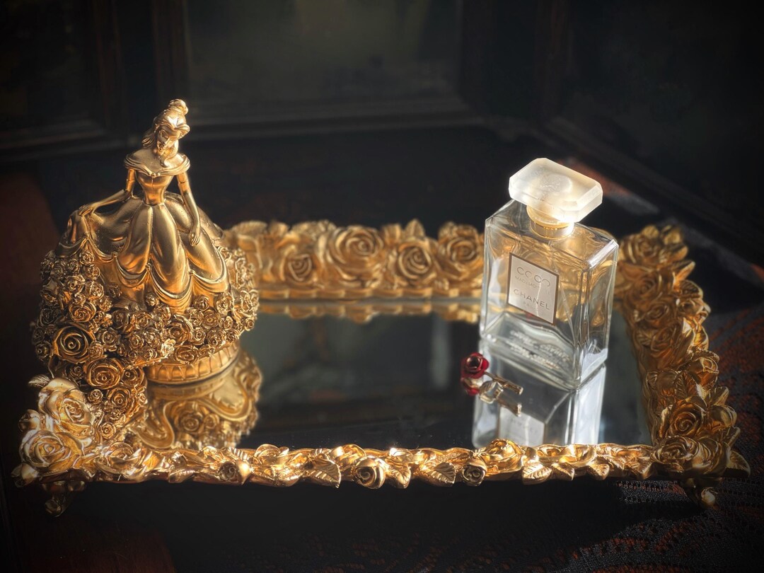 Handmade Gold Princess Mirror Tray Drenched in Roses - Etsy