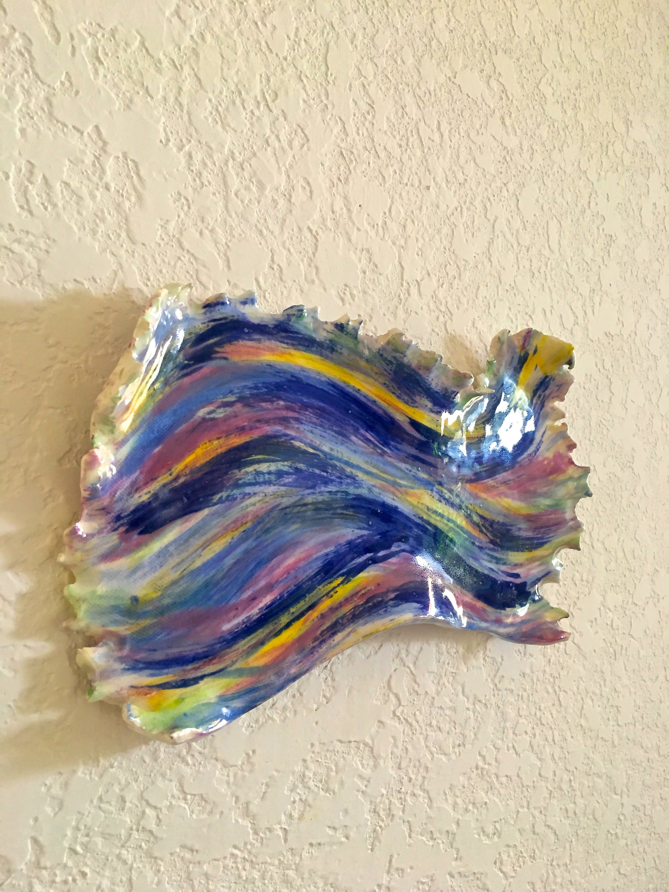 Ceramic Wave Wall Hanging: Colorful Art Tray Centerpiece - Etsy
