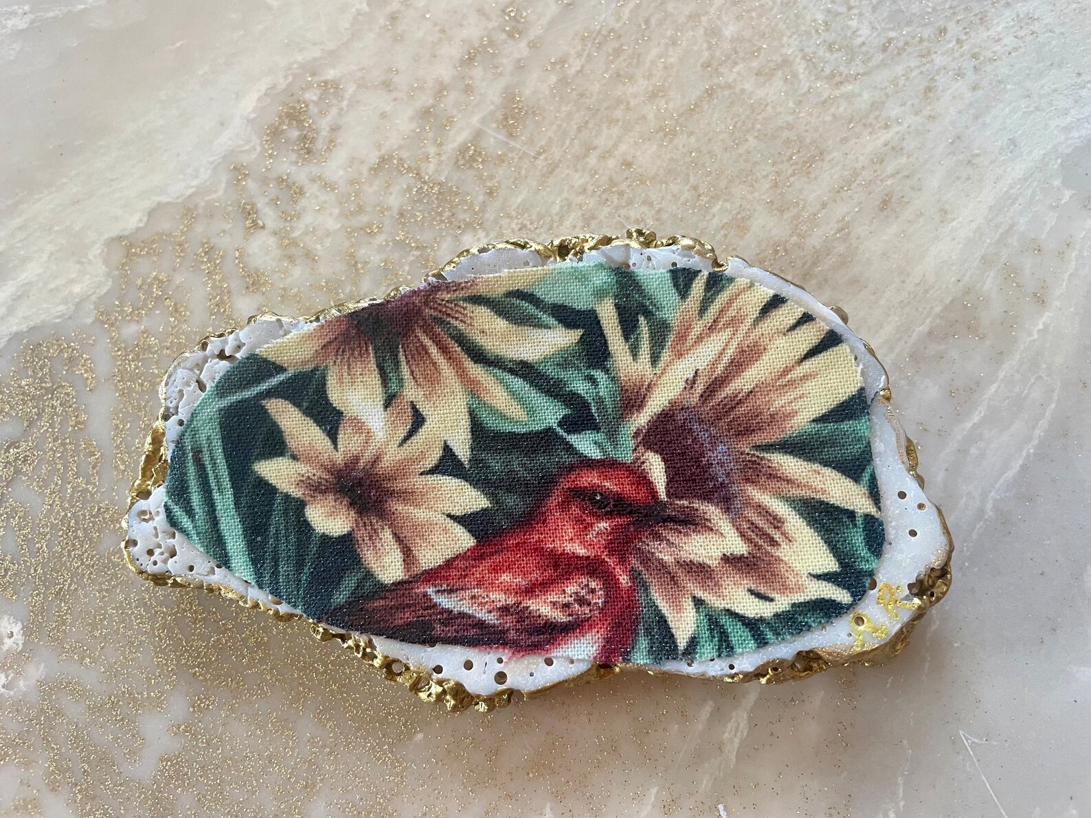 Decoupage Daisy Shell Ring Dish, Beach Decor, Shells, Decoupaged Shells ...