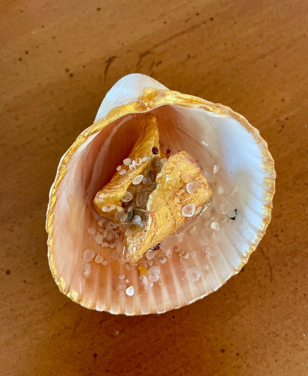 Gold Ceramic Wave, Gold Waves, Epoxy Shell Ring Dish, Beach Home Decor ...