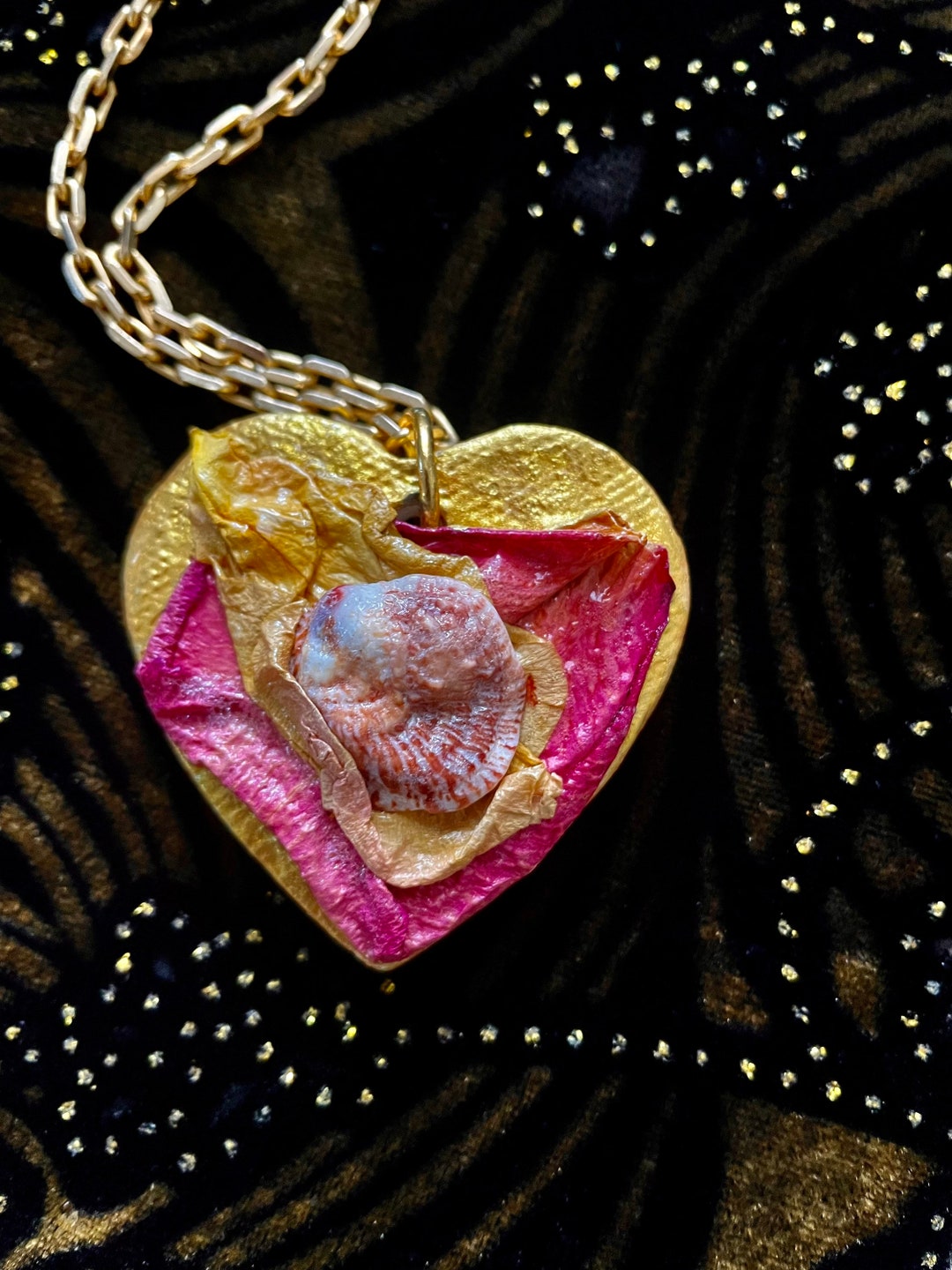 Rose Petals,decoupage Shell Pendant, Ceramic Necklace,beach, Floral ...