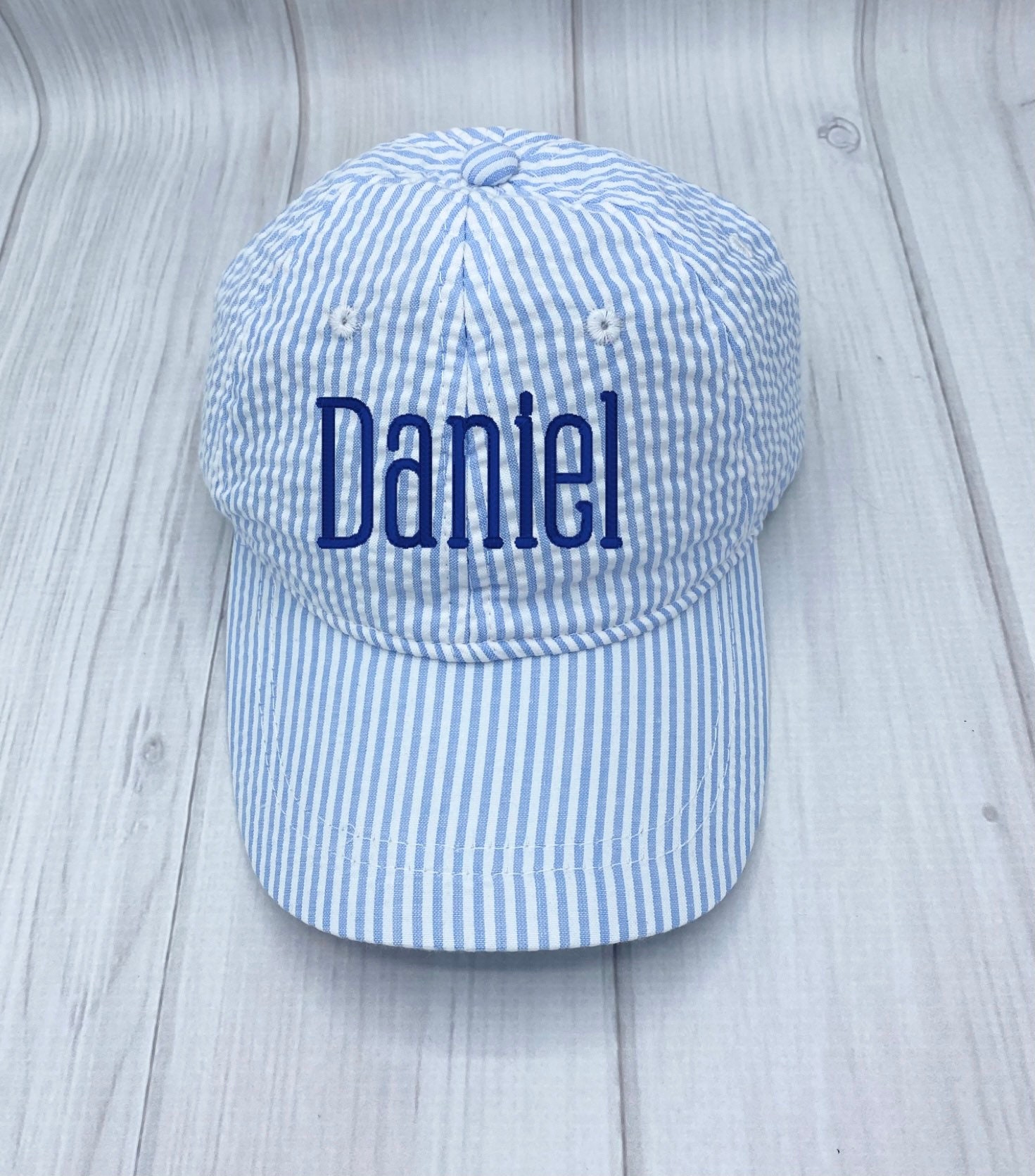 Monogrammed Kids Baseball Hat, Personalized Kids Seersucker Baseball ...