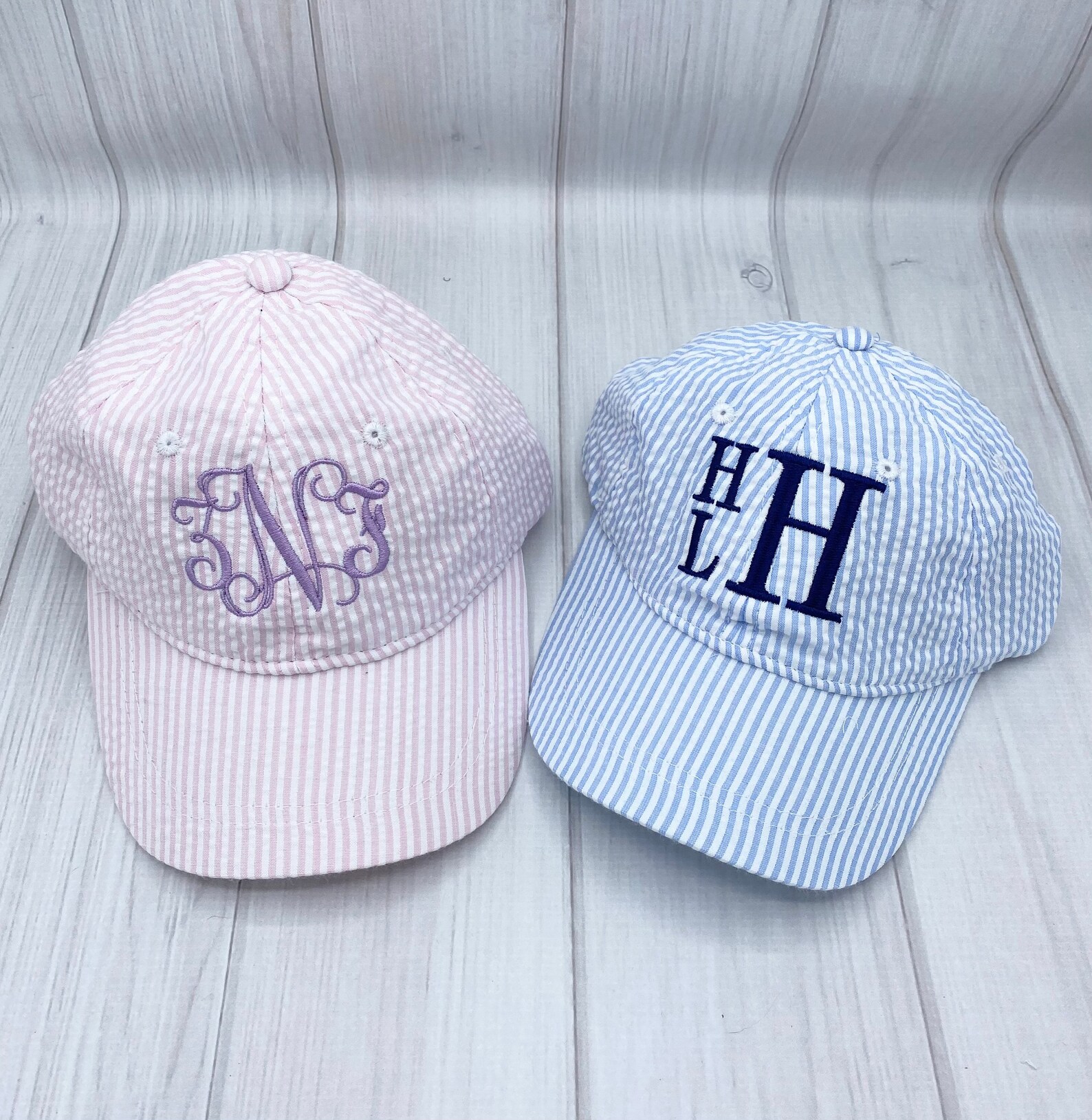 Monogrammed Kids Baseball Hat, Personalized Kids Seersucker Baseball ...