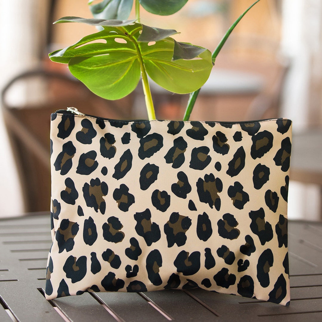 Monogrammed Leopard Zipper Pouch, Personalized Leopard Zip Pouch ...