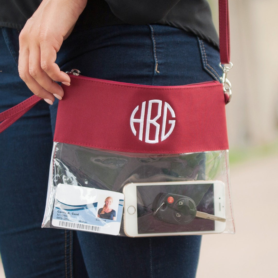 Monogrammed Clear Stadium Bag, Custom Clear Zipper Pouch, Gameday Clear ...