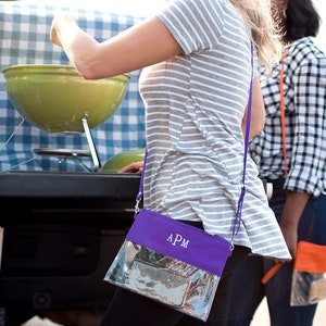 Monogrammed Clear Stadium Bag, Custom Clear Zipper Pouch, Gameday Clear ...