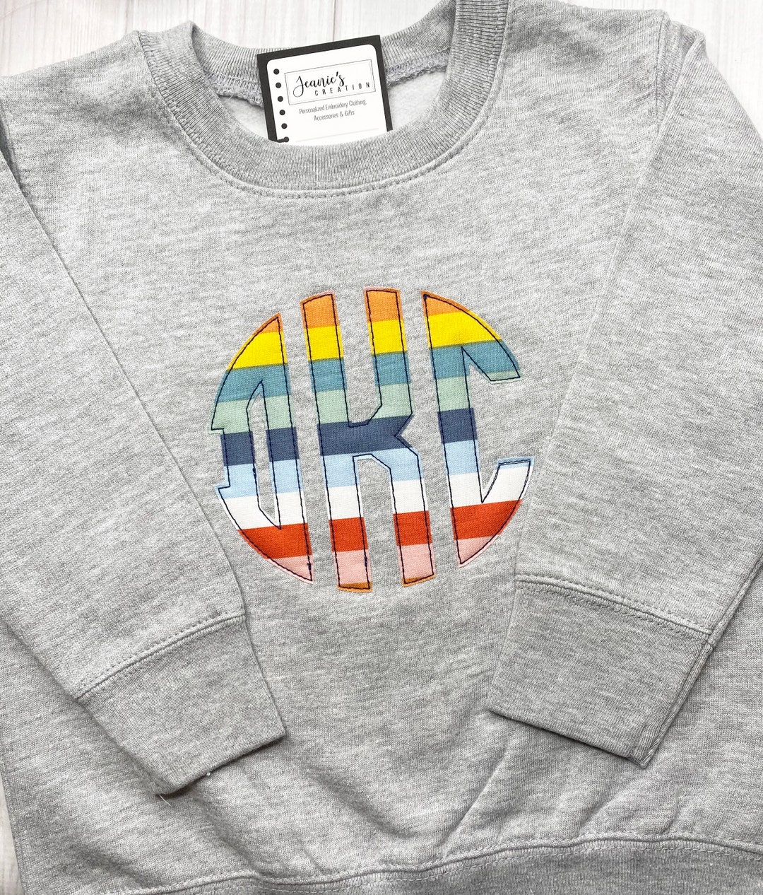Monogrammed Appliqué Kids Sweatshirt, Personalized Kids Sweatshirt ...