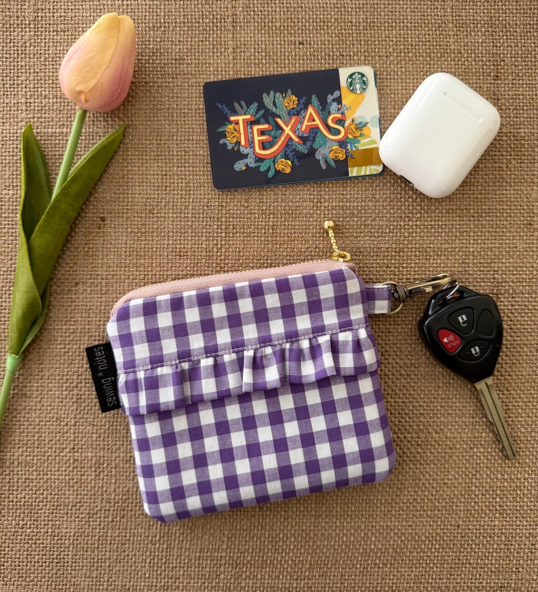 Reserved Gingham Check Small Pouch With Frills - Etsy