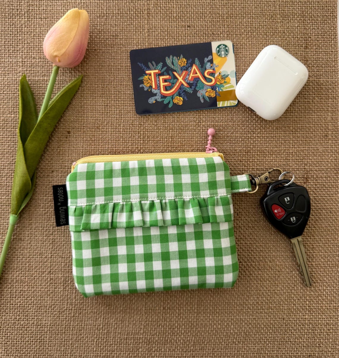 Gingham Check Small Pouch With Frills - Etsy
