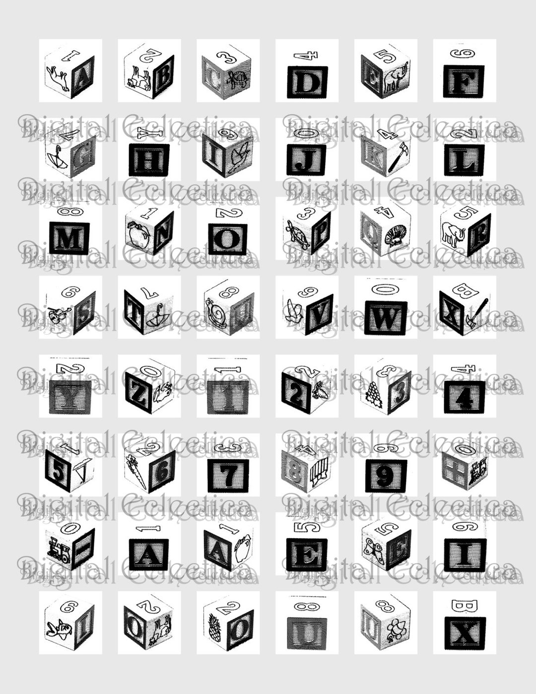 1x1. Alphabet Building Blocks. Digital Collage Sheet. Inchies. Inch ...