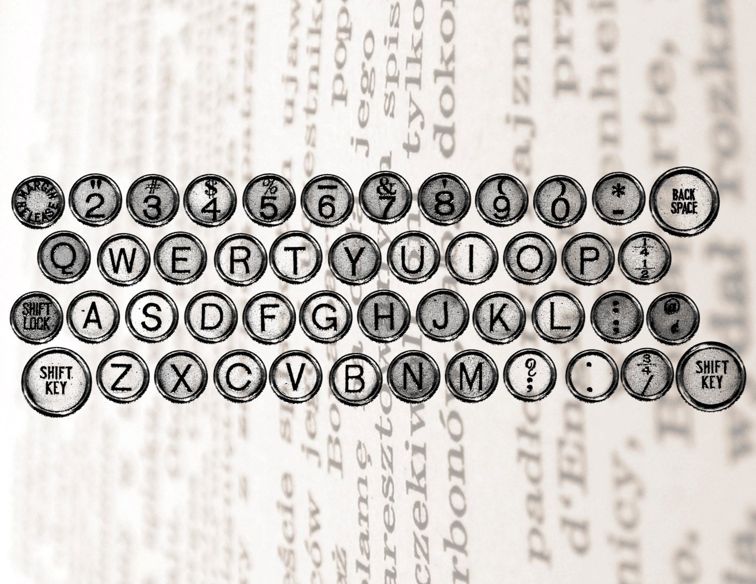 Typewriter Keys Engraving. PNG Letters. Typewriter Prints. Typewriter ...