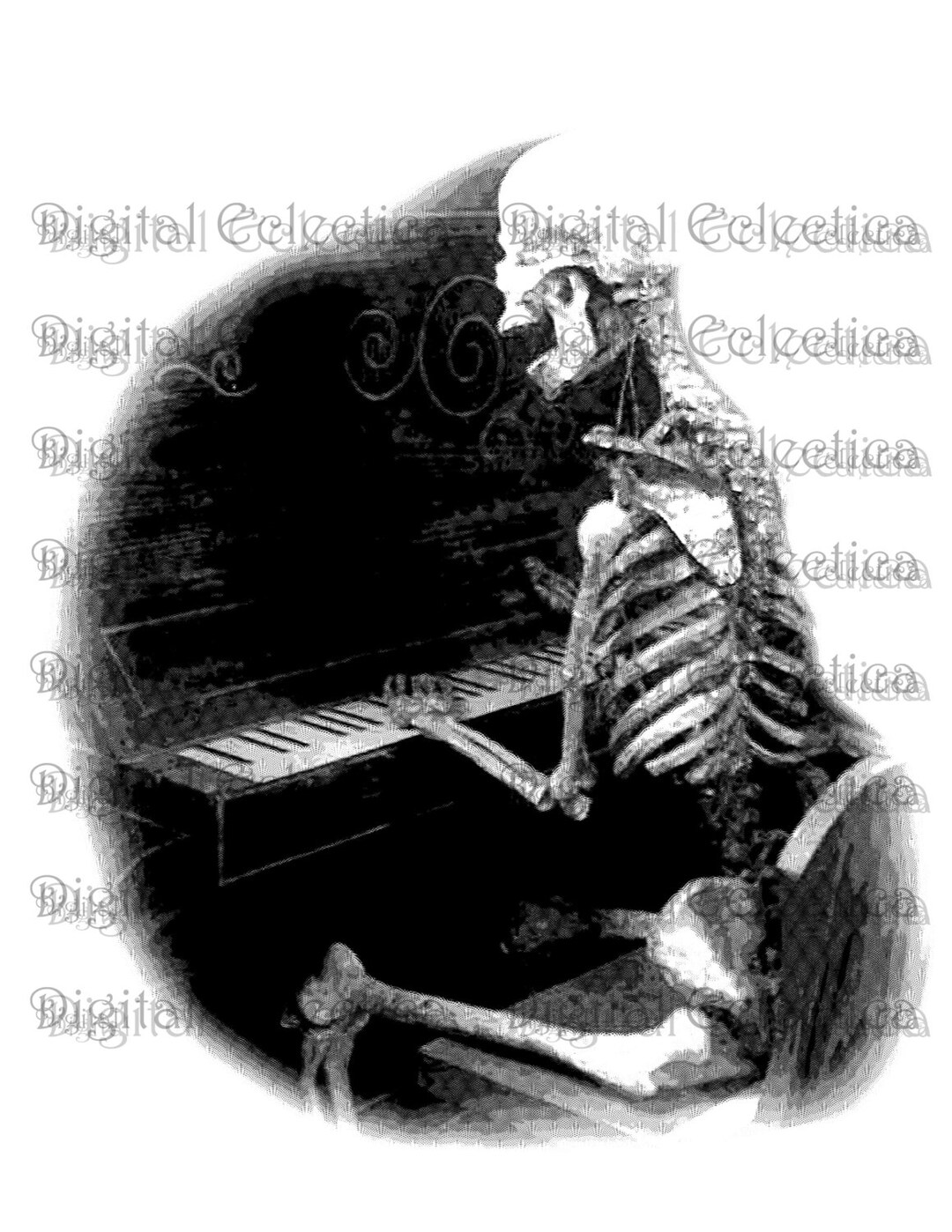 Skeleton Halloween Piano. Skeleton PNG. Halloween PNG. Halloween ...
