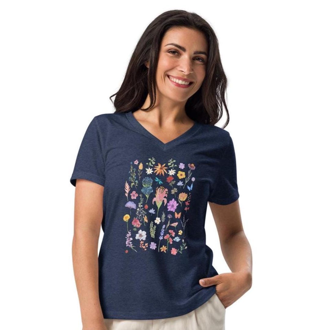 Wildflowers T Shirt, Pretty Wildflower Print Tee, Gift for Her, Flower ...